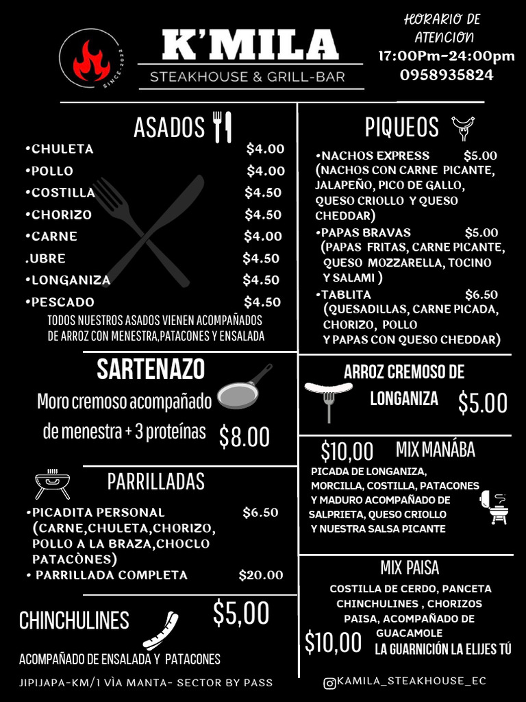 Menú Carta A4 para Restaurant Blanco y Negro | PDF | Parilla | Cocina