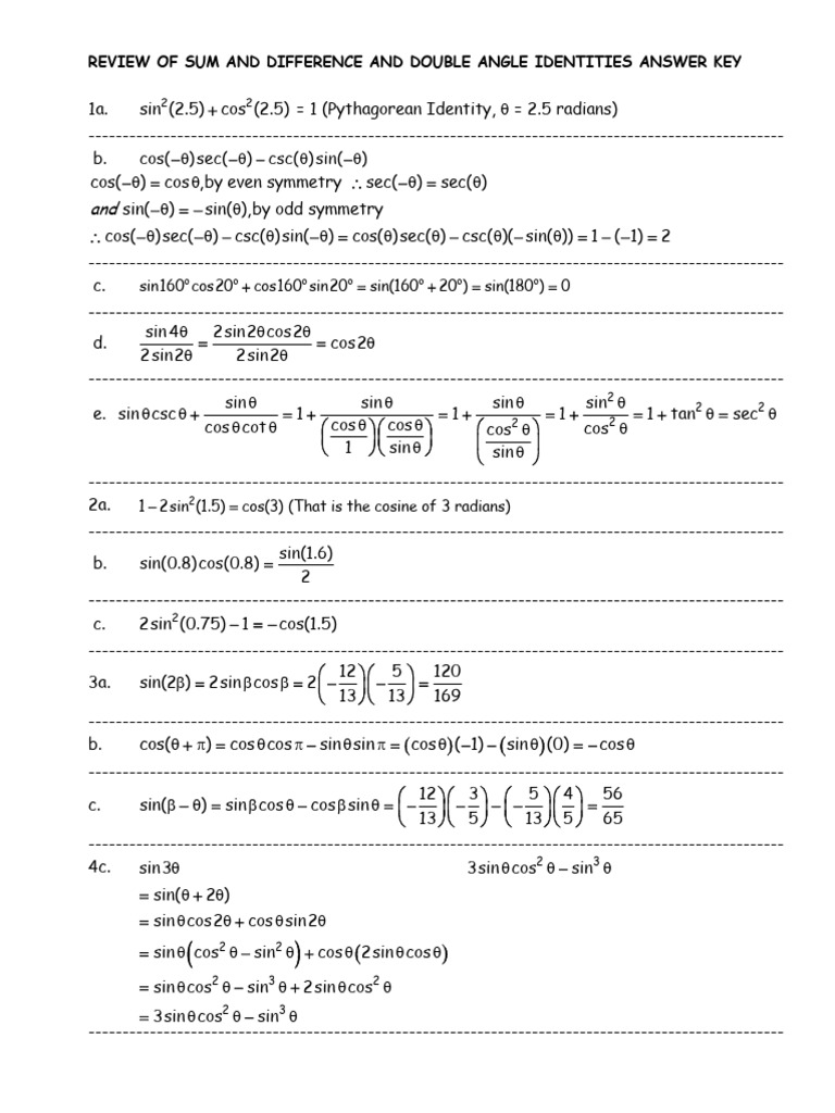TRIG ID REVIEW SHEETans | PDF