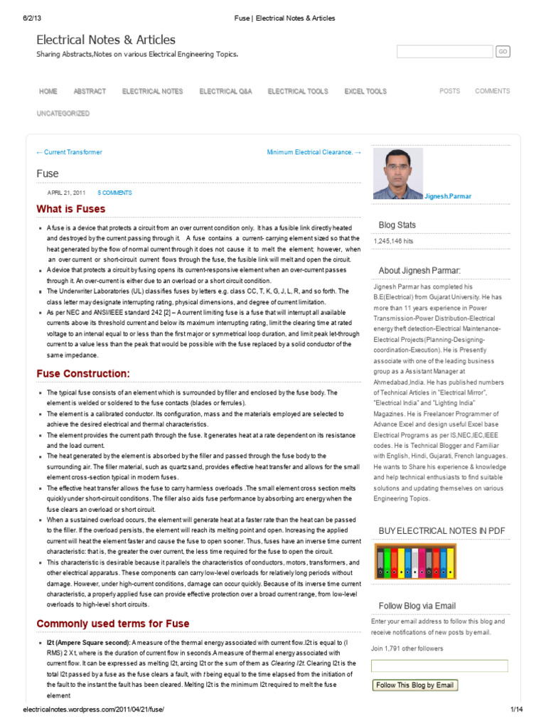 Fuse Basics for Electrical Engineers | PDF | Fuse (Electrical ...