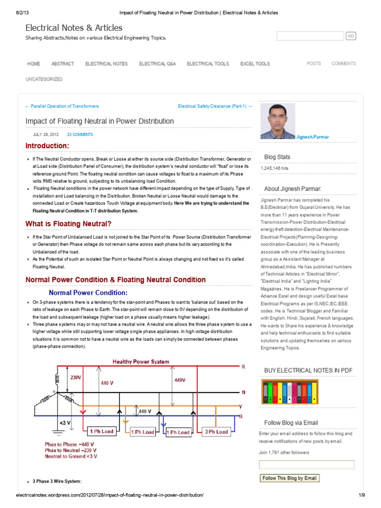 Impact of Floating Neutral in Power Distribution - Electrical Notes ...