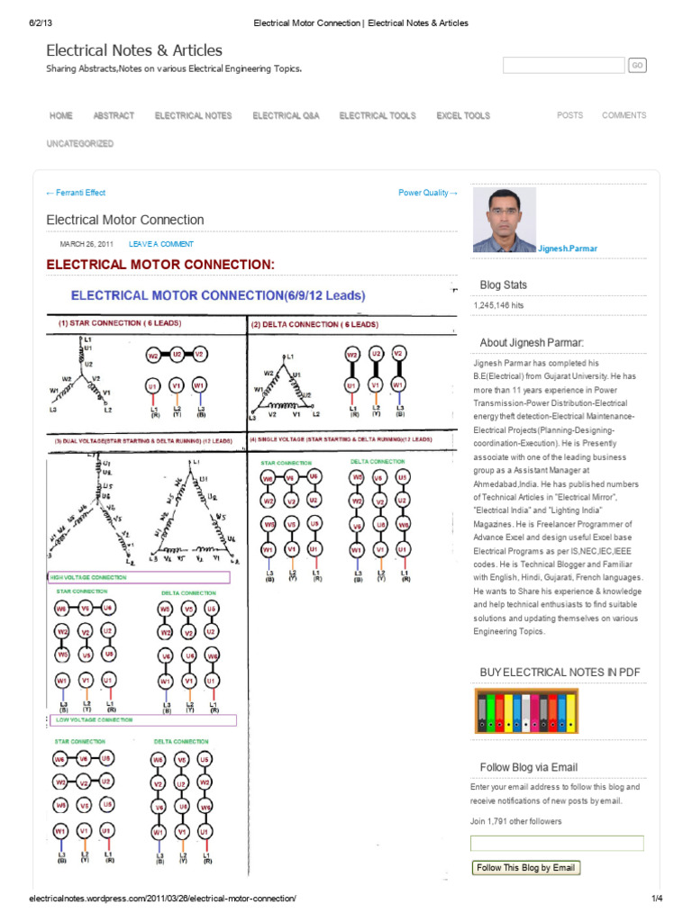 Electrical Motor Connection - Electrical Notes & Articles | PDF ...