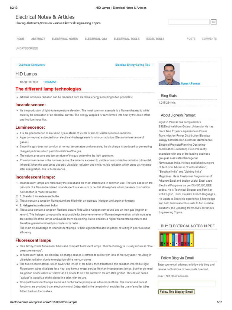 HID Lamps - Electrical Notes & Articles | PDF | Incandescent Light Bulb ...