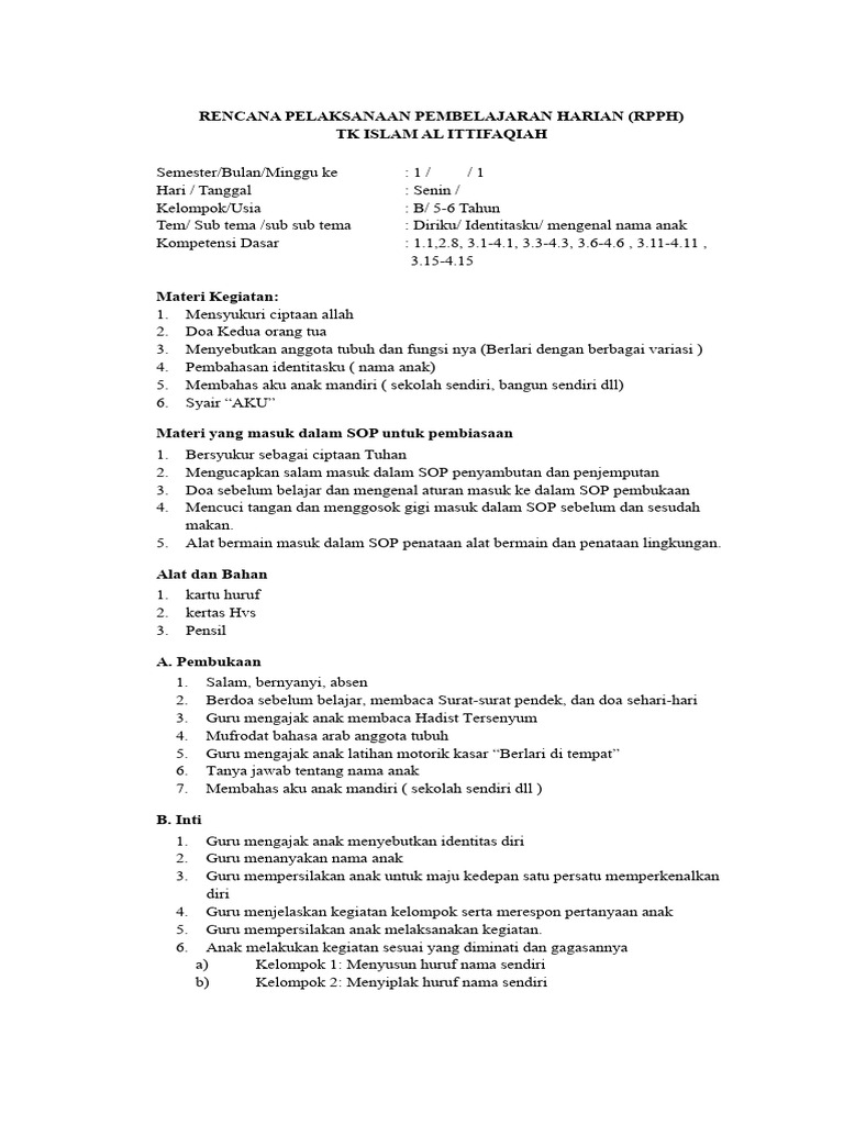 RPPM RPPH Tema Diriku | PDF | Kesehatan Holistik