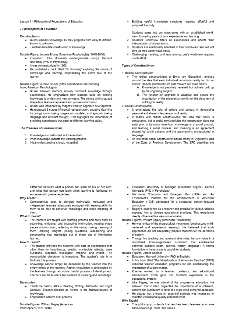 7 Philosophies of Education: Constructivism | PDF | Classical ...