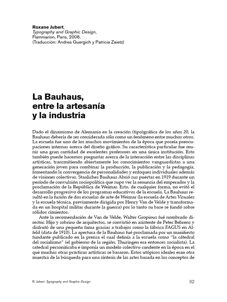 Jubert, Roxane. Bauhaus. Alemania Años 20 | PDF | Arte