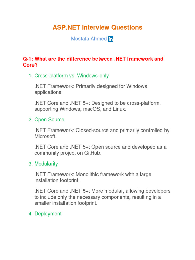 ASP.NET Interview Questions & Answers | PDF | Inheritance (Object ...