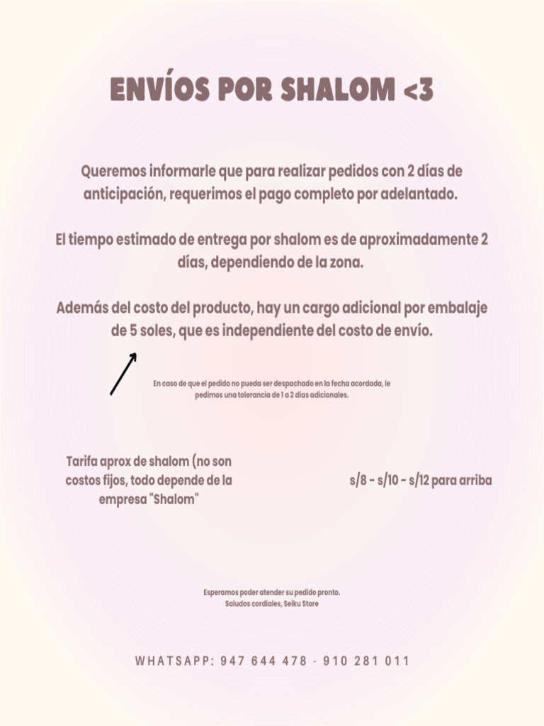 Envío Por Shalom | PDF