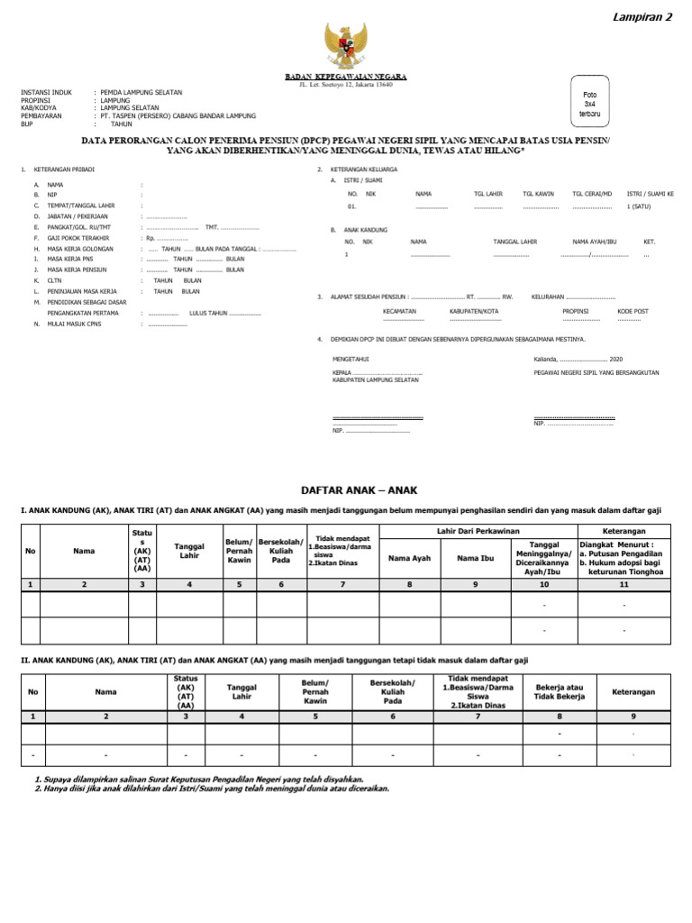 Data Pensiun PNS Lampung Selatan | PDF