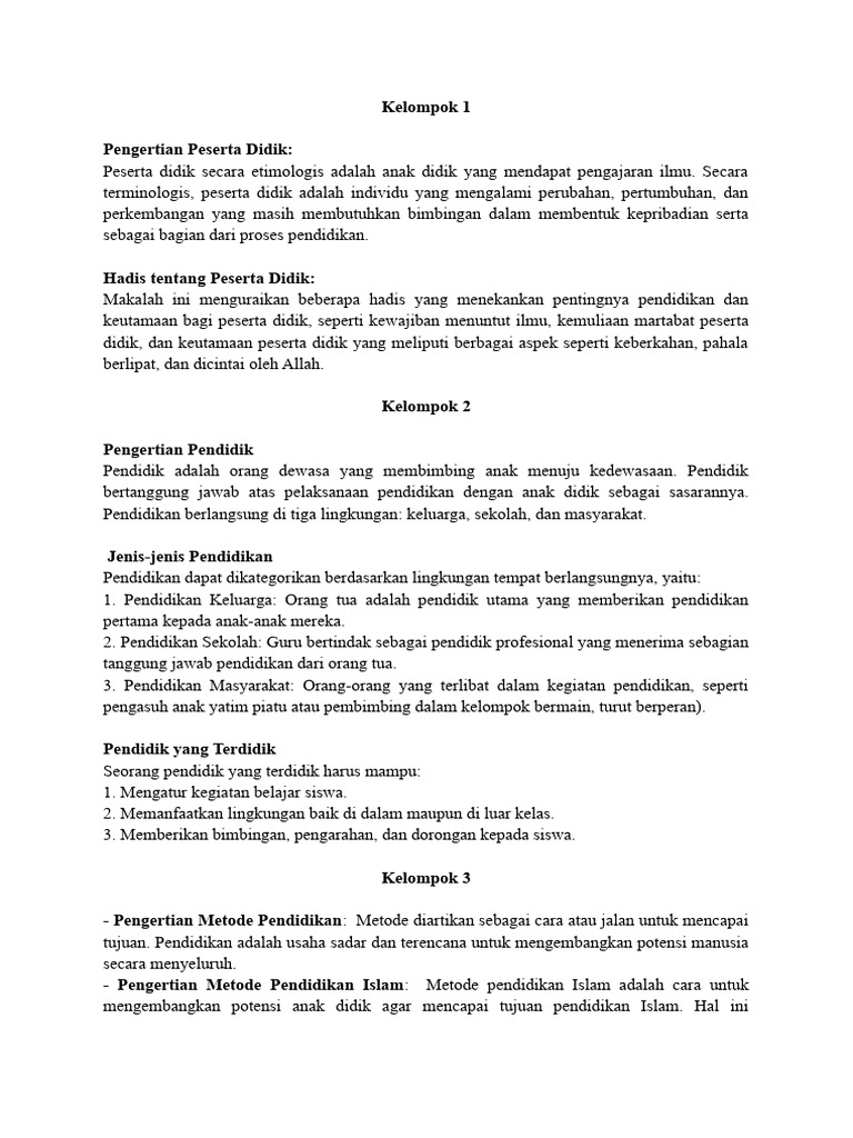 Definisi dan Metode Pendidikan Islam | PDF