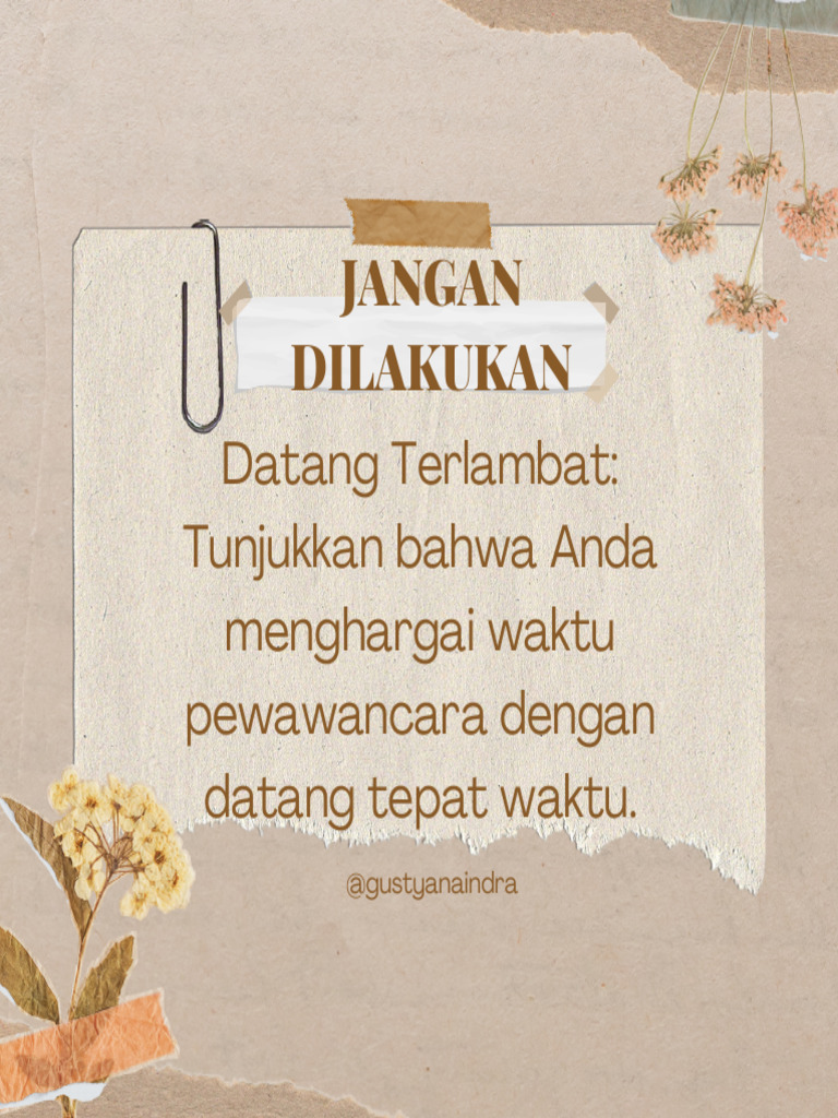 Hal Yang Tidak Boleh Dilakukan Saat Interview | PDF | Karier & Perkembangan