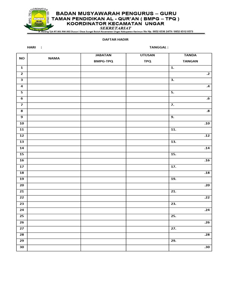 Absen Rapat BMPG | PDF