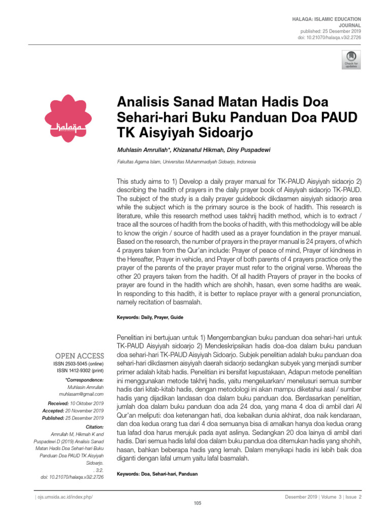 Analisis Doa Harian PAUD Aisyiyah | PDF | Agama & Spiritualitas