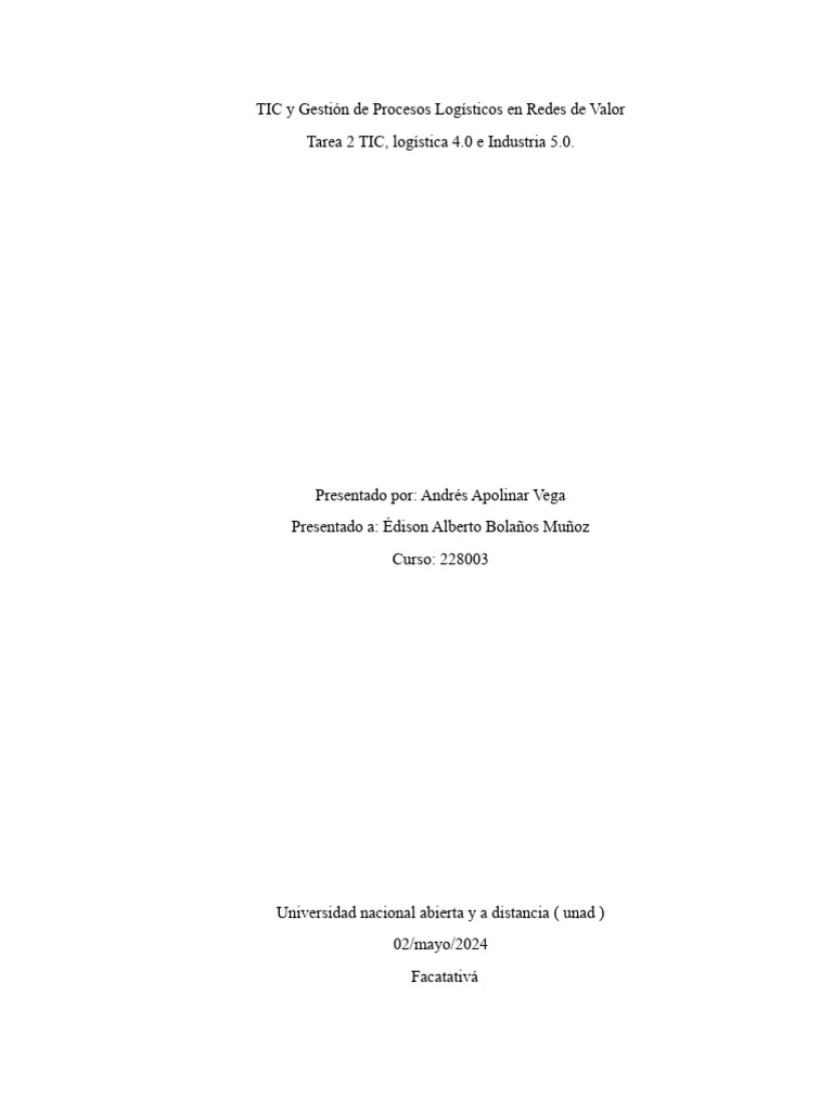 Tic Y Gestión De Procesos Logísticos En Redes De Valor Pdf
