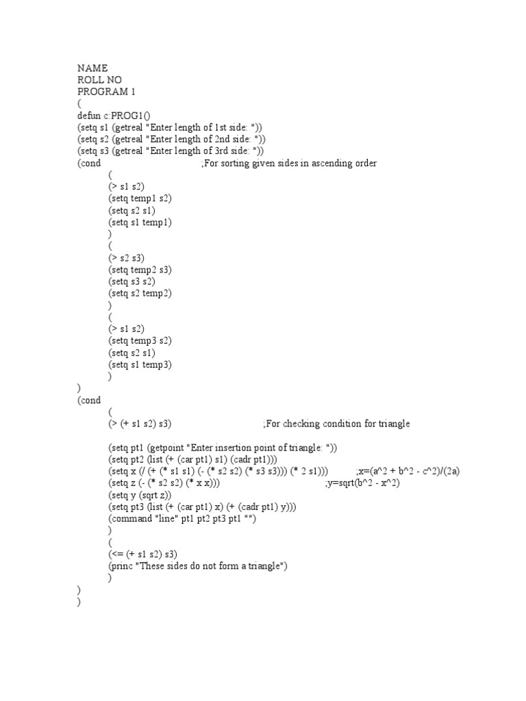 Autolisp Programs | PDF | Circle | Triangle Geometry