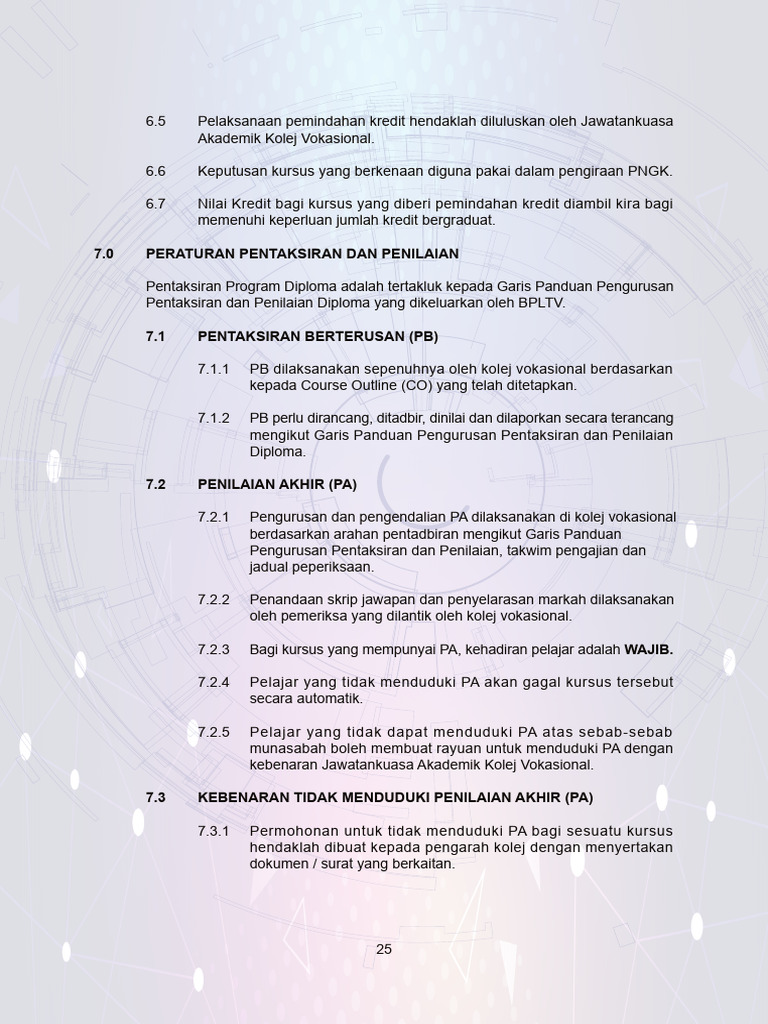C2.2i.1 Cabutan Peraturan Akademik Kolej Vokasional Edisi 2022 - (Ms 25-30) | PDF