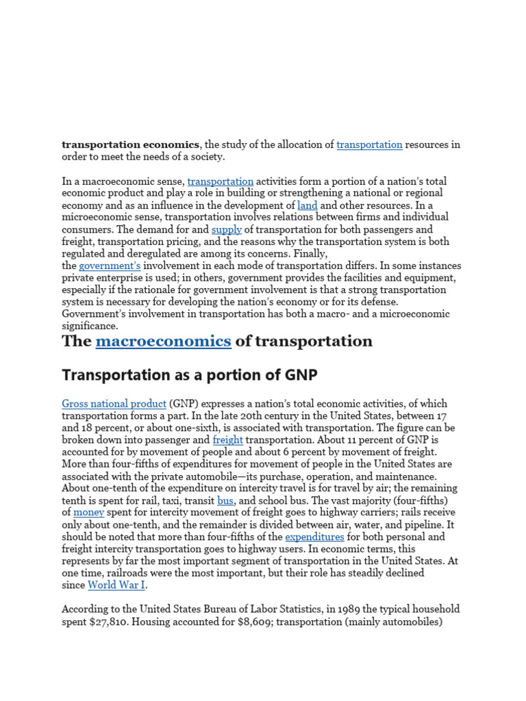 Transportation Economics | PDF | Transport | Subsidy