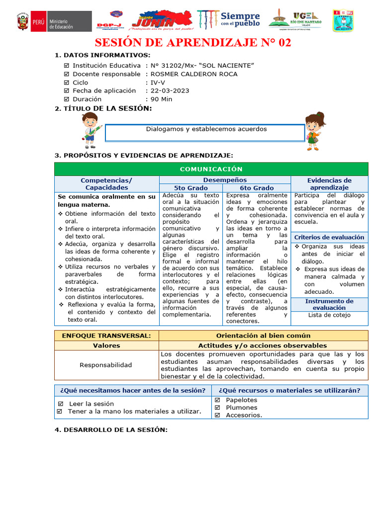 Sesión de Aprendizaje n 2 | PDF | Evaluación | Aprendizaje