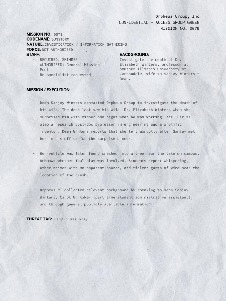 Dossier Template for Investigation 0679 | PDF