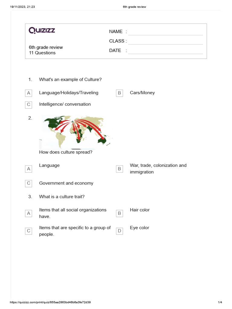 6th Grade Review | PDF | Languages | Foreign Language Studies