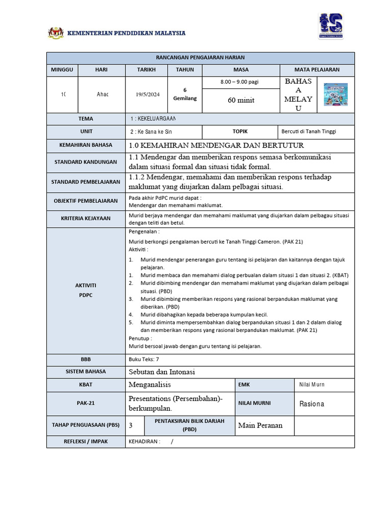 RPH Ahad 19.5.2024 | PDF | Karier & Perkembangan