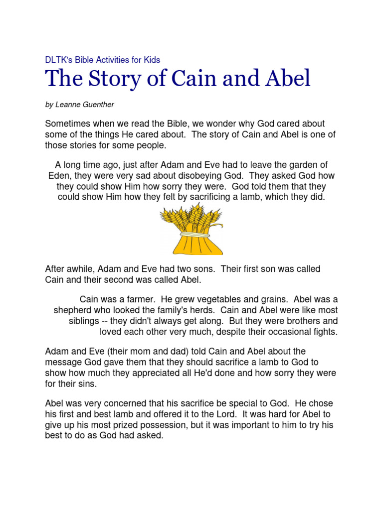 cain_and_abel_story_and_materials | Download Free PDF | Cain And Abel | Crossword