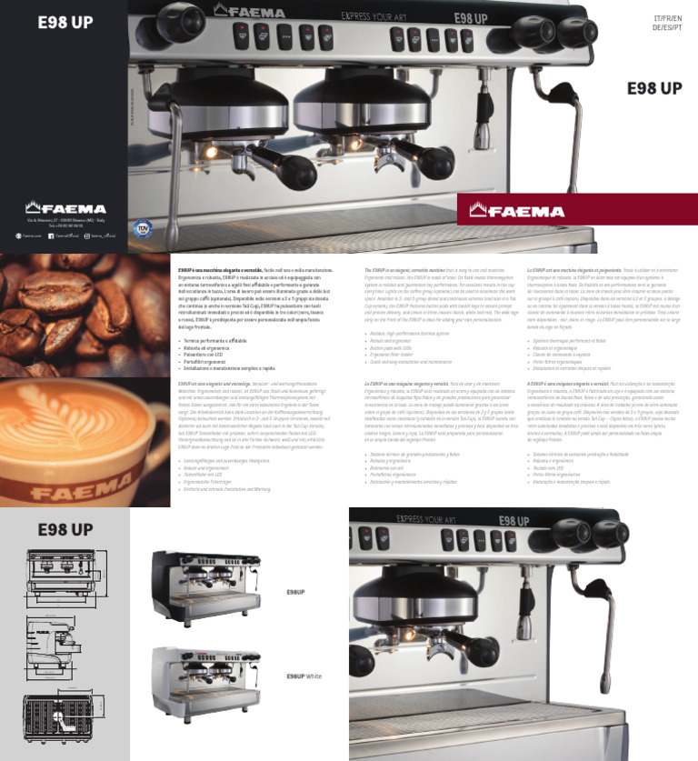 Faema E98UP Machine Overview | PDF | Design