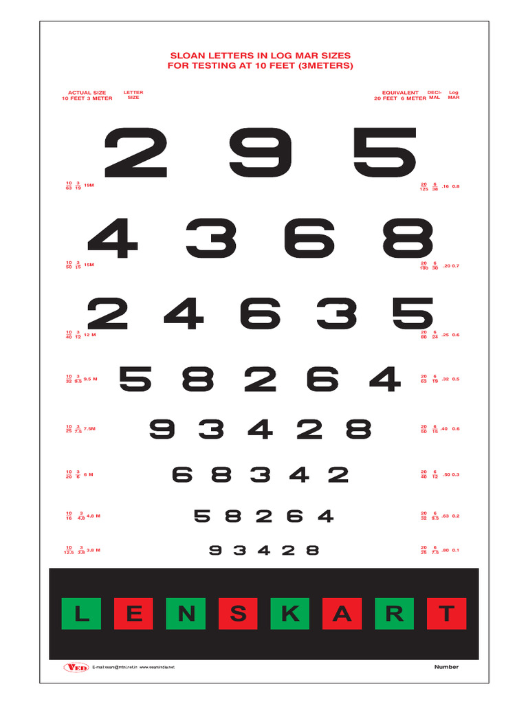 Eye Chart Number | Download Free PDF | Optometry
