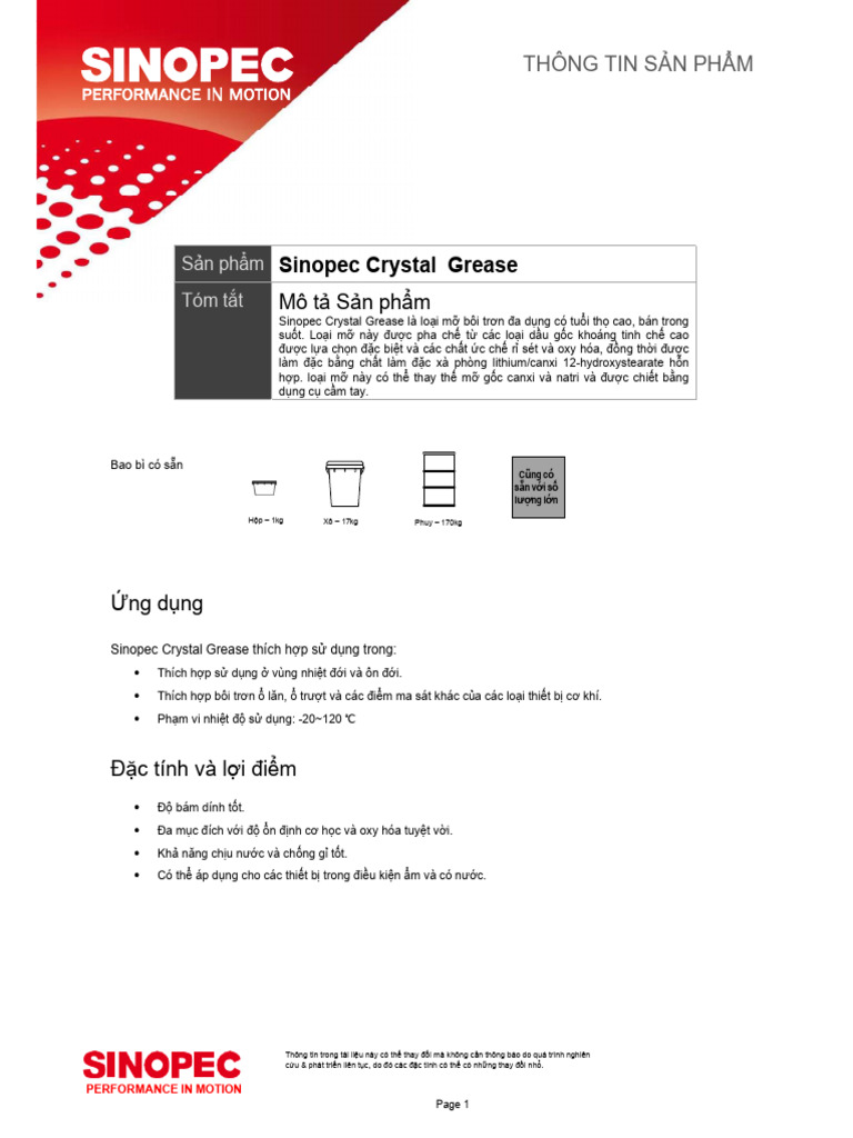 TDS Sinopec Crystal Grease VIE | PDF