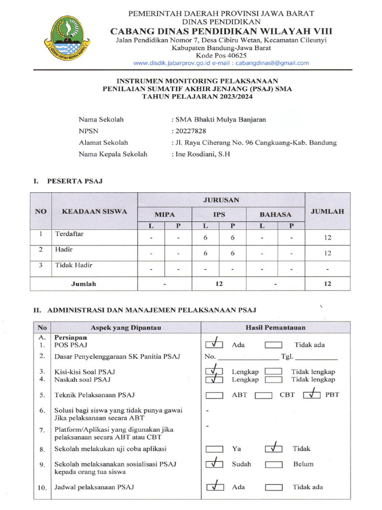 Instrumen PSAJ | PDF
