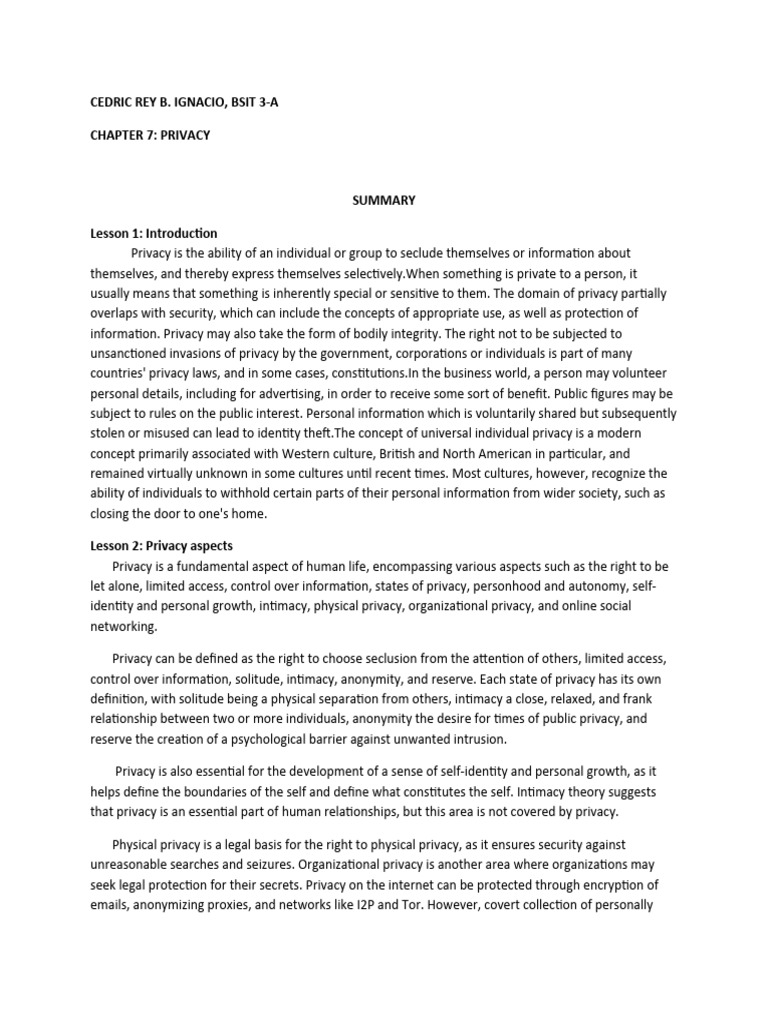 Module 7 Summary | PDF | Privacy | Justice