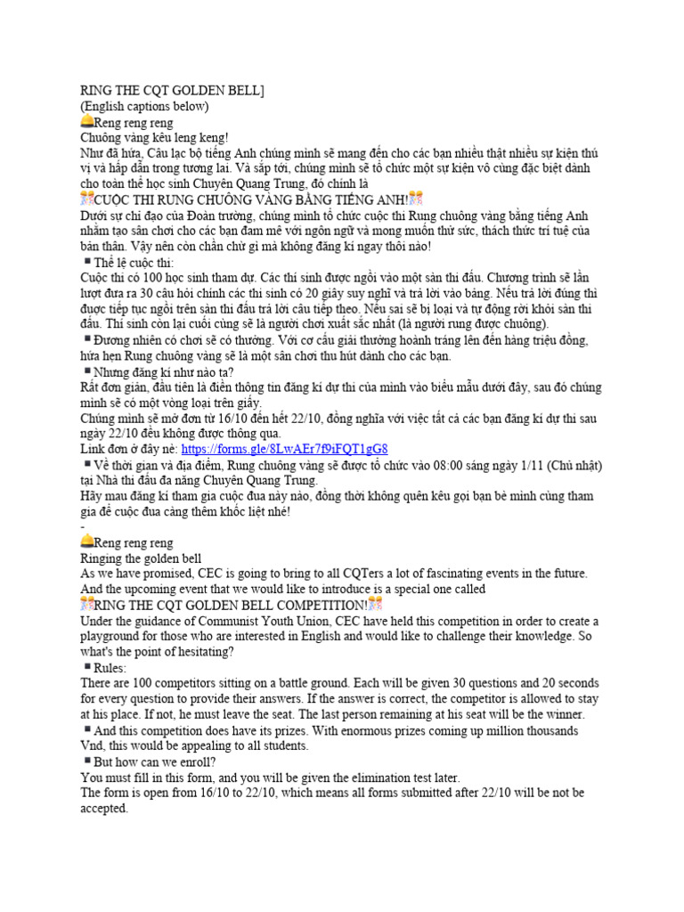 Ring The CQT Golden Bell | PDF