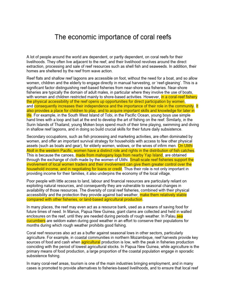The Economic Importance of Coral Reefs | PDF | Coral Reef | Reef The Economic Importance of Coral Reefs | PDF | Coral Reef | Reef