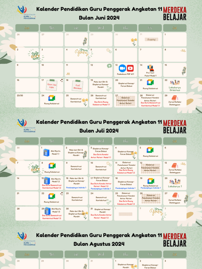 Kalender Pendidikan Guru Penggerak 2024 | PDF