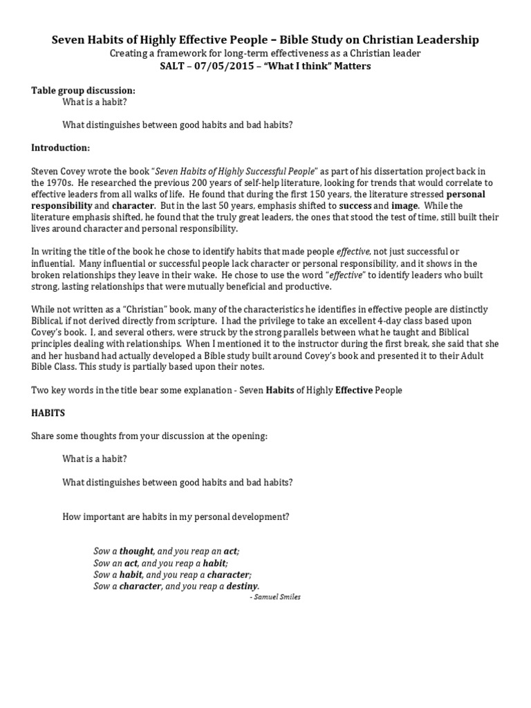 Seven-Habits-Lesson-Handouts | PDF | Thought | Wisdom