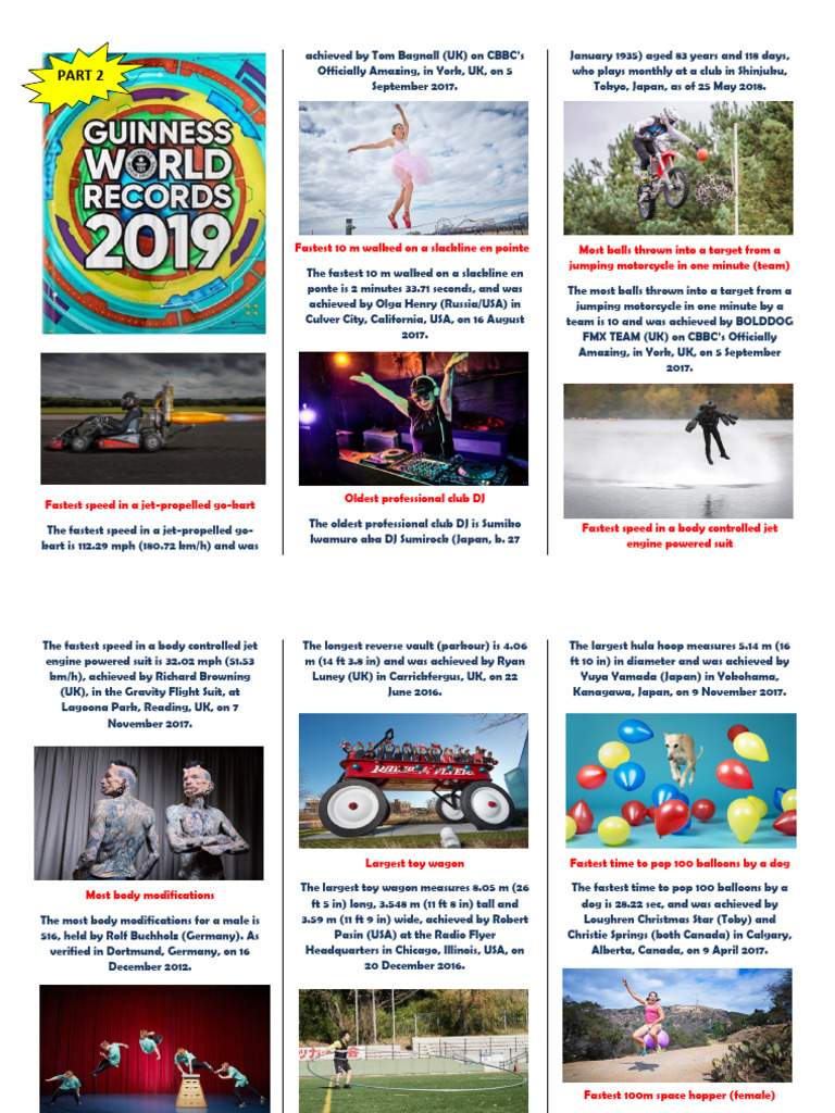 2019 Guinness World Records Highlights | PDF