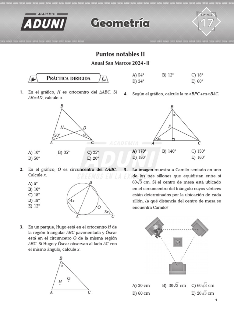 Practica dirigida,semana 17 de geometria | PDF | Triángulo | Geometria clasica