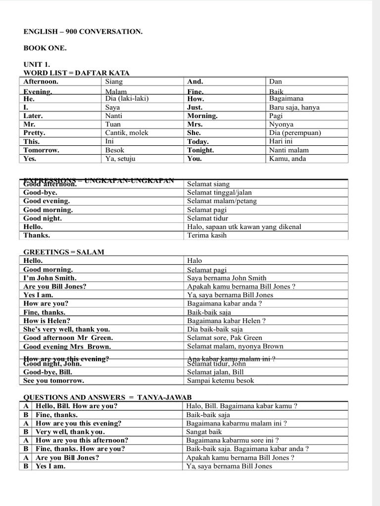 Dokumen - Tips English 900 Conversation Book 1 Unit 1 5doc | PDF