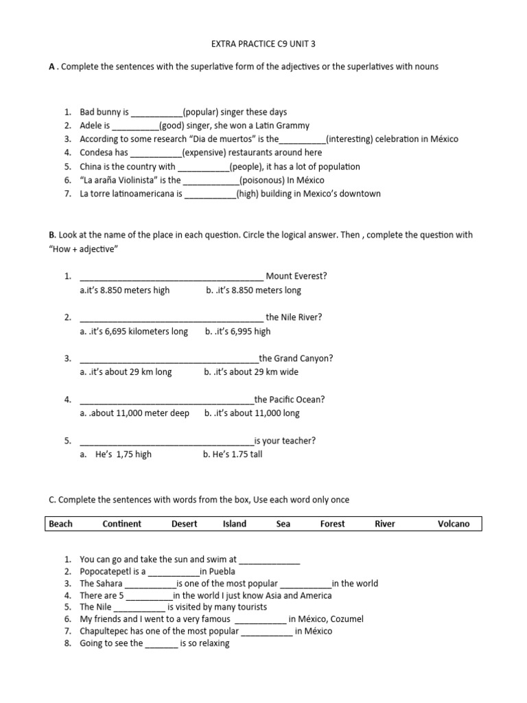 C9 Unit 3 Extra Practice | PDF | Grammar | Linguistic Morphology