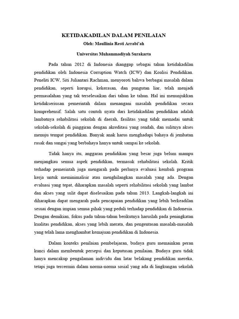 Ketidak Adilan Penilaian | PDF