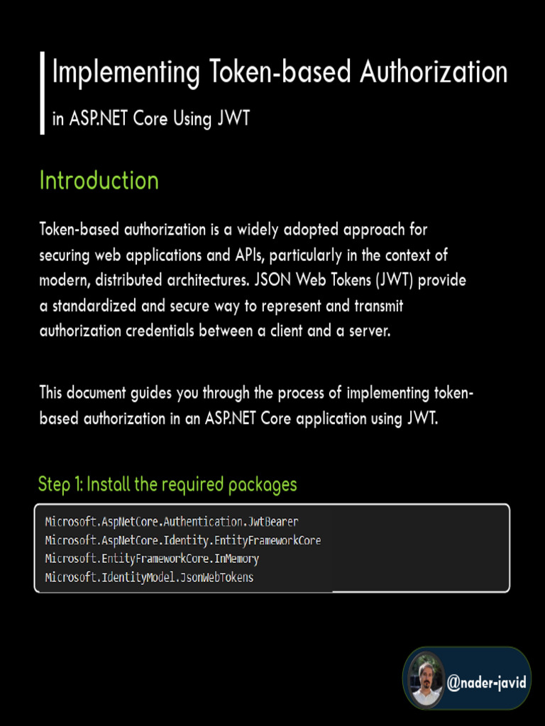 Token_based_Authorization_in_ASP_NET_Core_Using_JWT_1719715886 | PDF | Software Engineering ...
