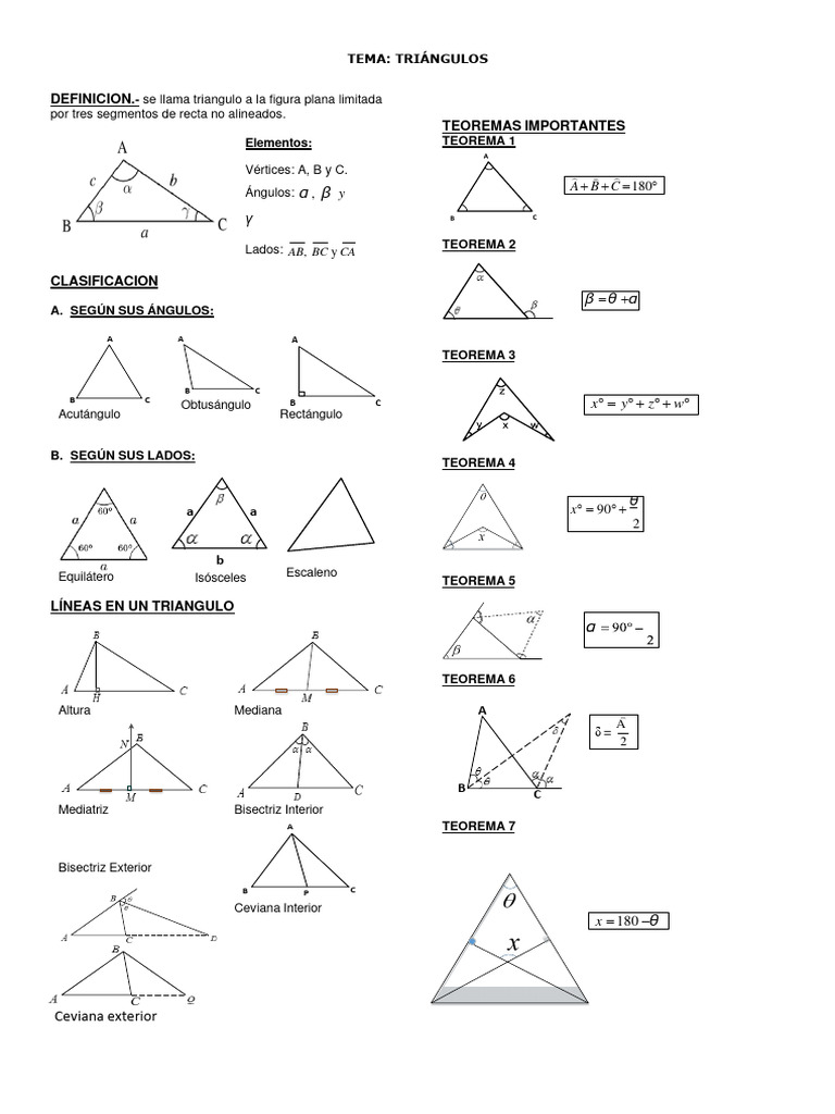 Triangulos (TEORÍA) Geometria OK | PDF | Triángulo | Matemática Elemental