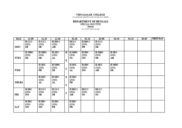 Ii Sem Routine For July 2024 Pdf Technology Engineering