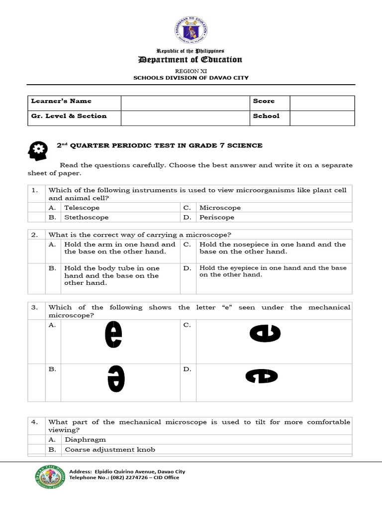 Grade 7 Science Periodic Test Guide | PDF | Sexual Reproduction | Cell ...