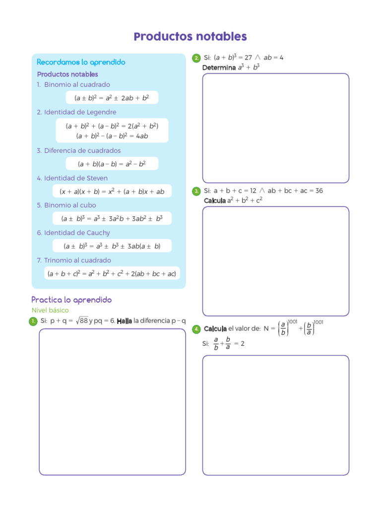 Clase N°2-Álgebra-Productos Notables | PDF