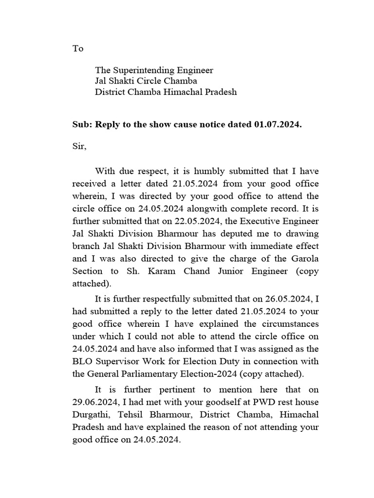 Reply Show Cause Notice | PDF | Justice | Crime & Violence