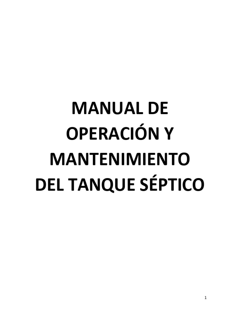 Manual Deoperacion Y Mantenimiento Del Tanque Septico Pdf Tanque