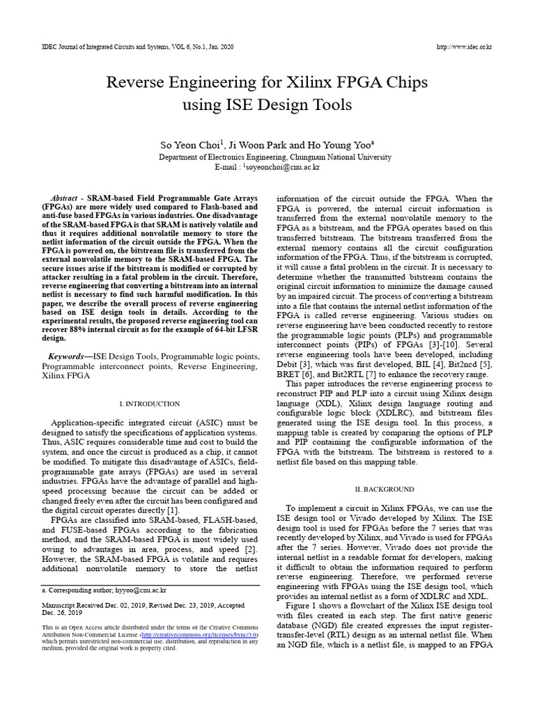 (2020) Reverse Engineering For Xillinx FPGA Chips Using ISE Design ...