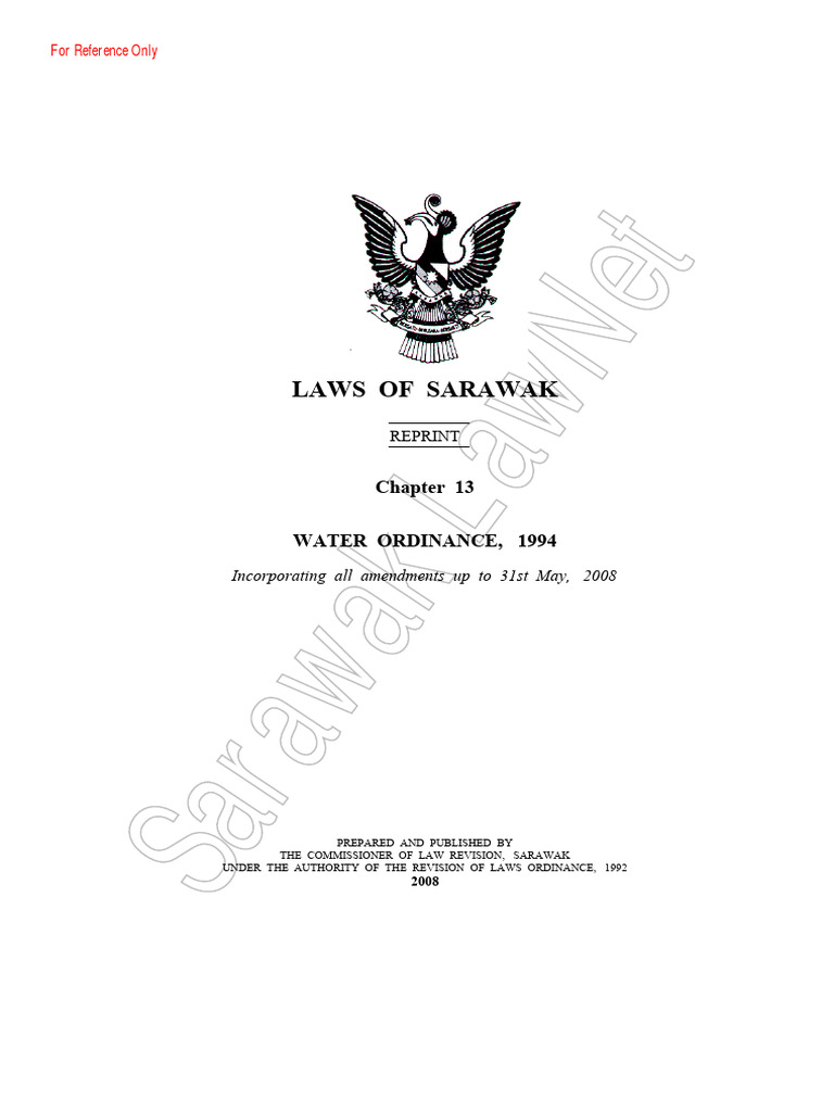 Sarawak Water Ordinance 1994 Overview | PDF | Water | Oil