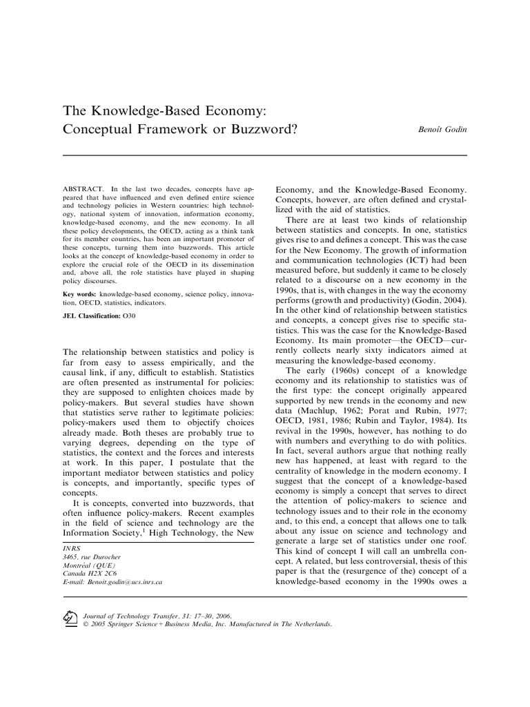Godin - The Knowledge-Based Economy | PDF | Knowledge Economy | Innovation