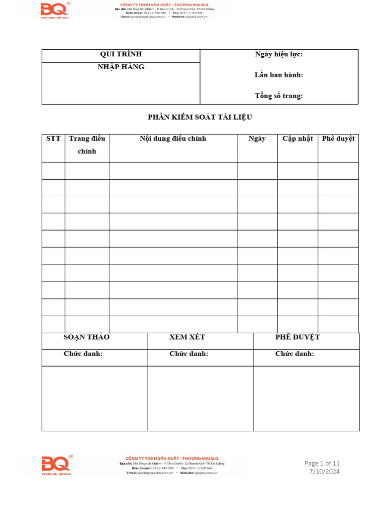 Quy Trinh Nhap Hang 2024 | PDF
